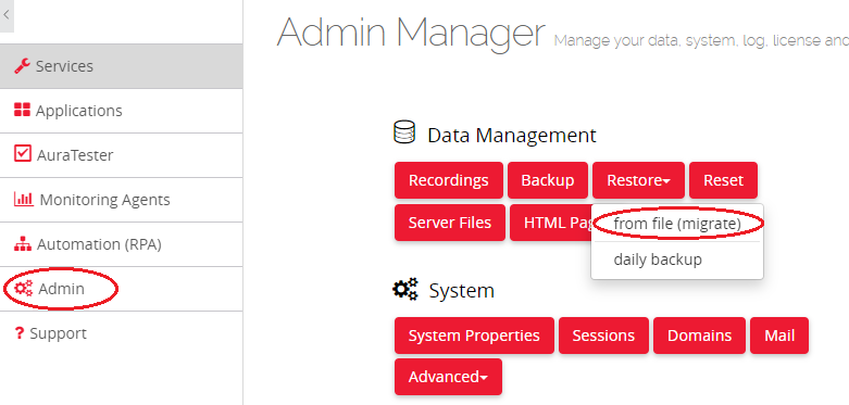 Backup / Restore (from file/daily) – AuraPlayer