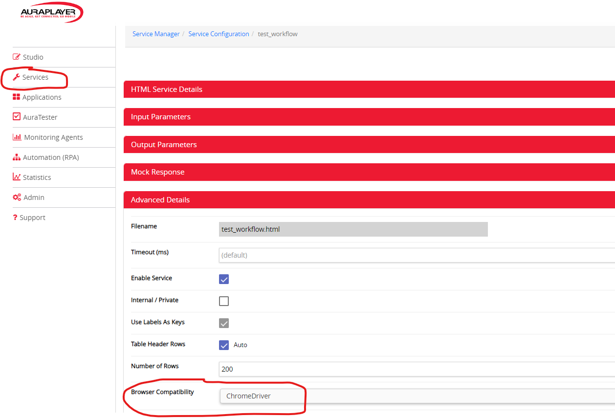 How to configure visual playback of web application (using Chrome) – AuraPlayer