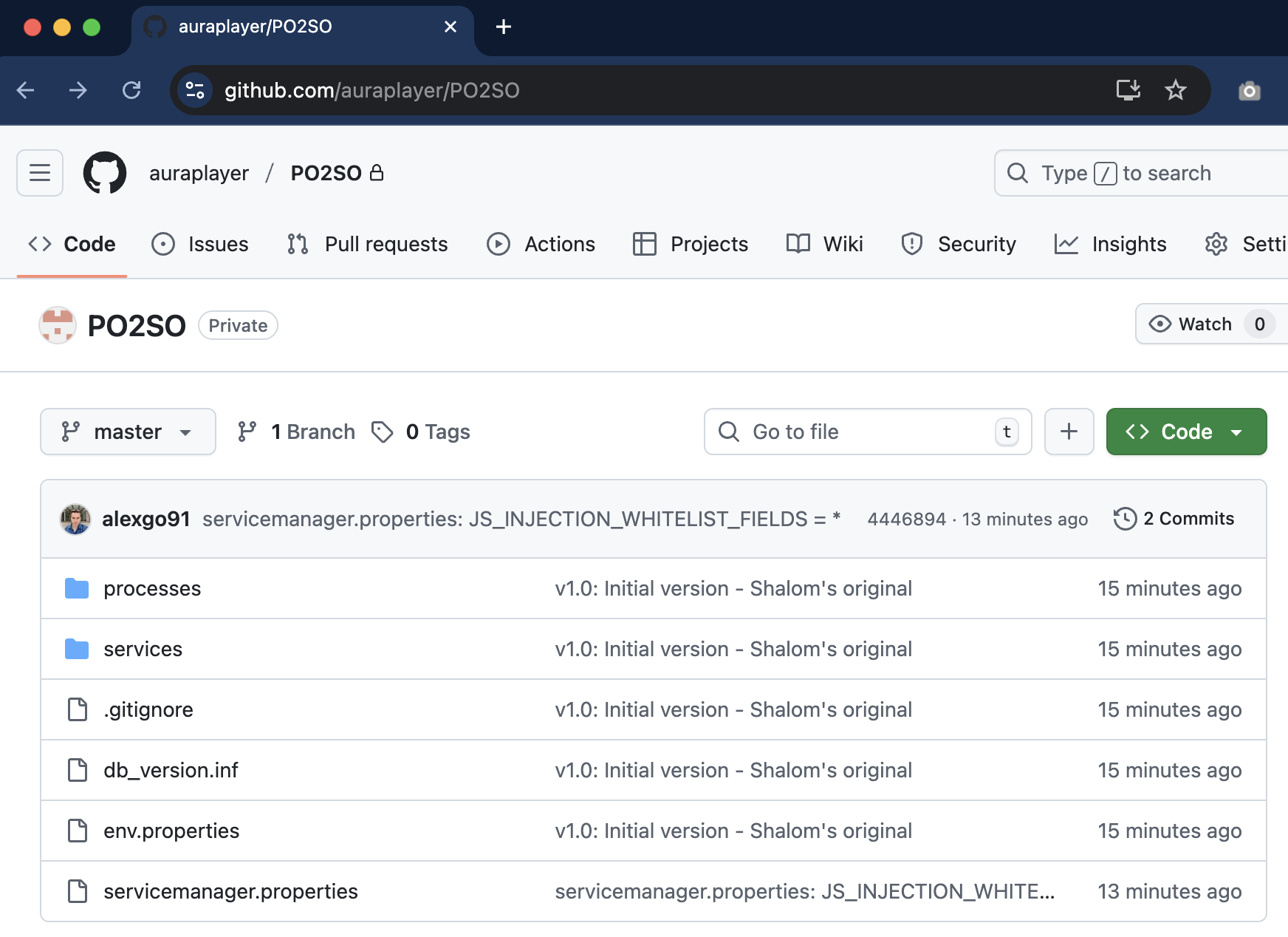 Git versioning (within ServiceManager) – AuraPlayer